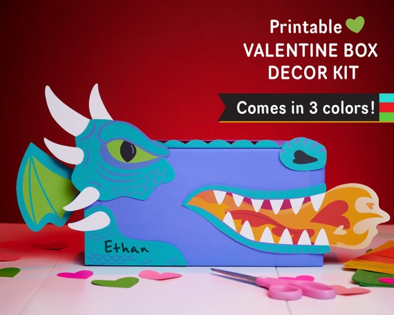 Dragon Printable Box Kit | DIY Valentine Box Decor Kit for Valentine's ...