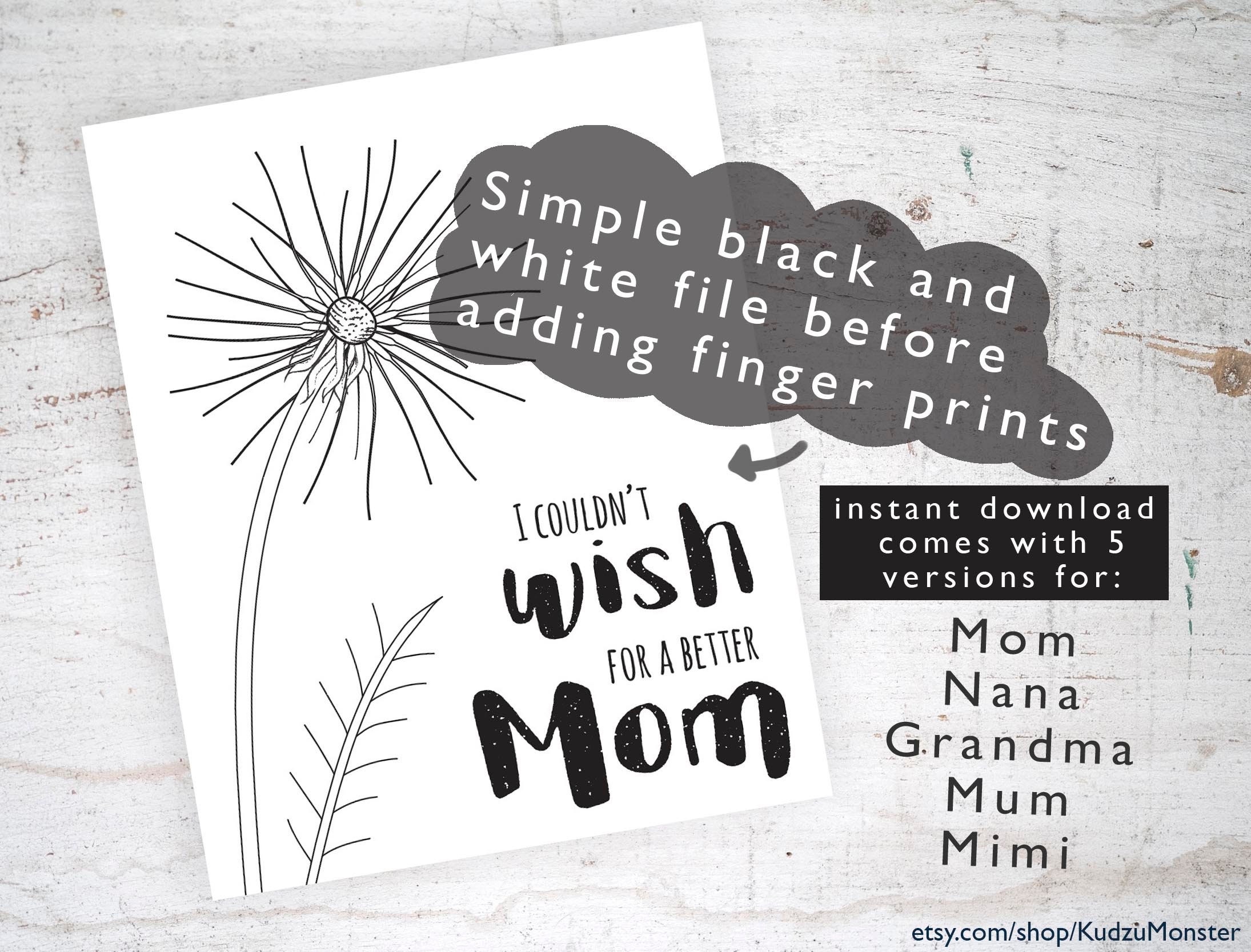 Mother's Day Finger Paint Art Printable Dandelion DIY Kid's Art ...