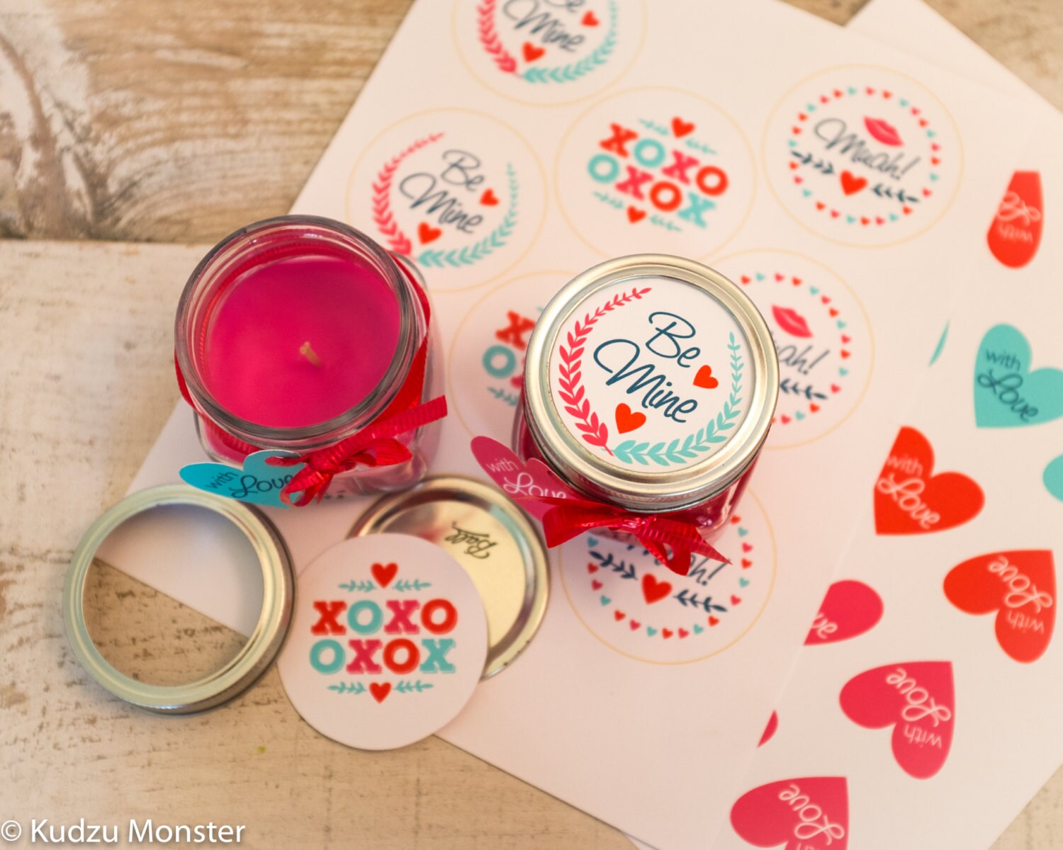 INSTANT DOWNLOAD Printable Cute Valentine Mason Jar Lid Label - Etsy