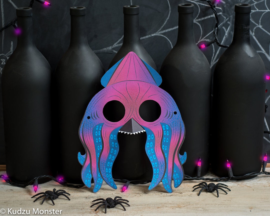Printable Halloween Kraken Sea Monster Squid Mask DIY Craft Mask Print ...
