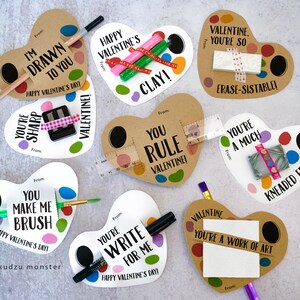 Art Supply Valentines Paint Palette Heart Artists DIY Printable Kneaded ...