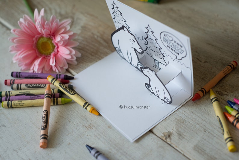 Coloring Mother's Day Pop Up Card INSTANT DOWNLOAD Mama | Etsy