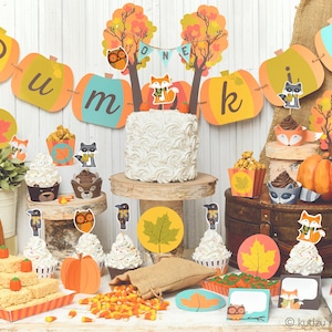 Fall Woodland Party Printable Decor Kit Fox Deer Raccoon Bear Forest ...