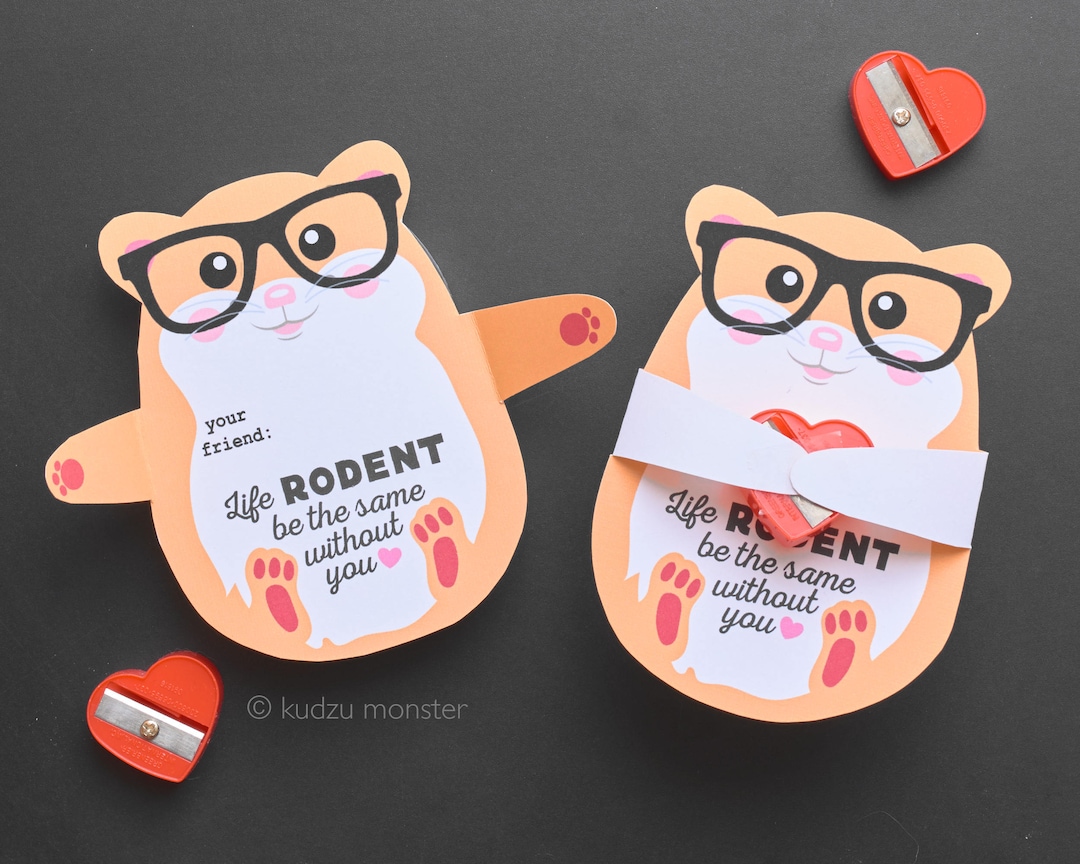 Hamster Valentine Printable Cute Pet Hugger for Small Candy, Toy ...