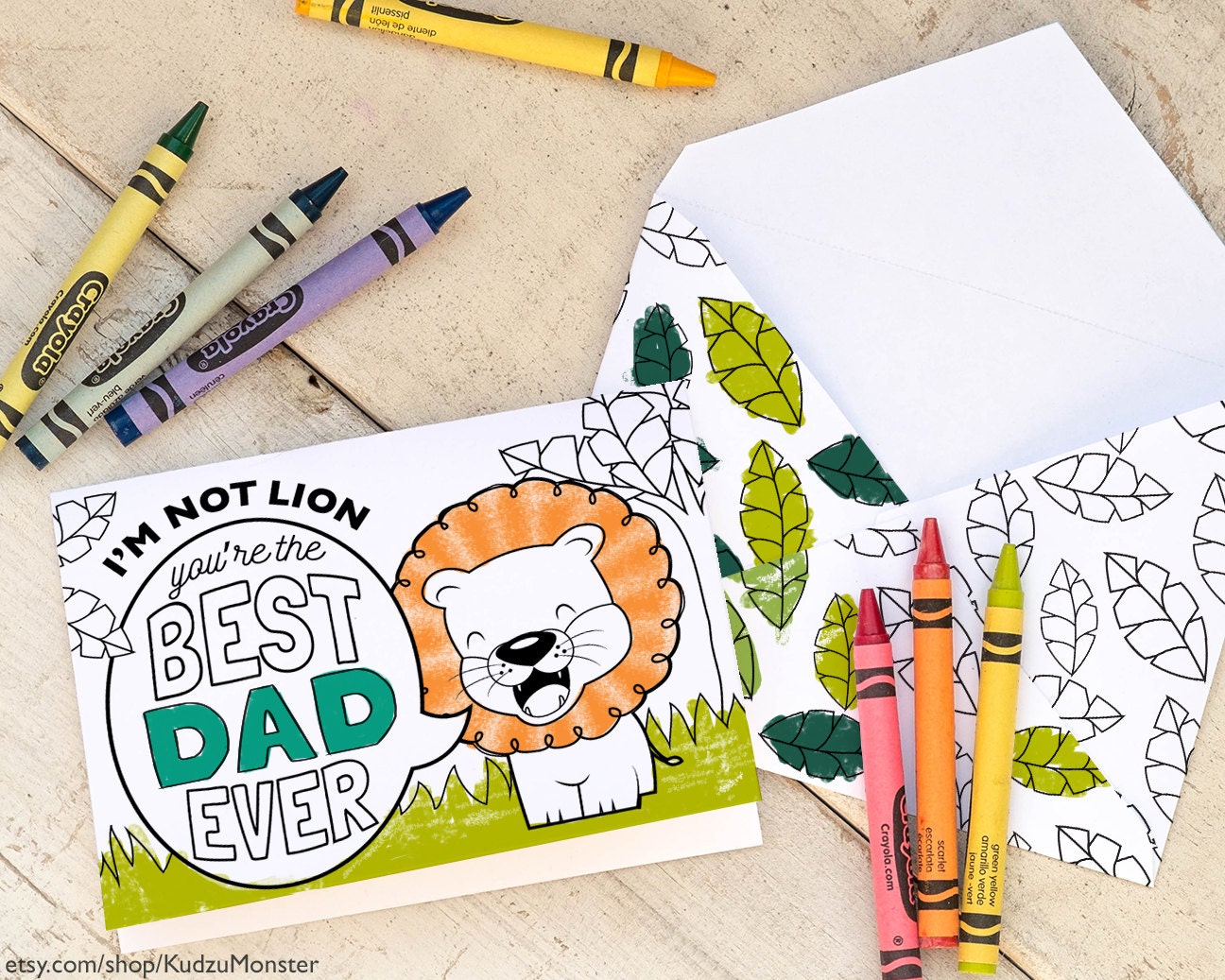 Printable Father's Day Card Coloring Page Cute Lion Jungle Theme i'm ...
