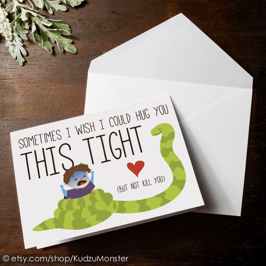 INSTANT DOWNLOAD Snake Big Hug Funny Romantic Valentine or Anniversary ...