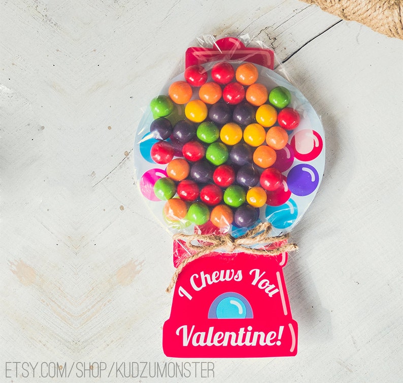 DOWNLOAD PRINTABLE Valentine Candy Gift DIY Gumball Machine I Chews You ...