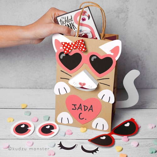Cat Valentine Bag or Box Printable Decor Kit 3D Snout Paws - Etsy