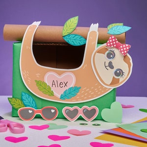 Sloth Printable Box Kit | DIY Valentine Box Decor Kit for Valentine's ...
