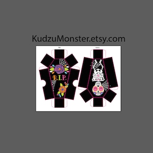 Halloween Sugar Skull Day of the Dead Printable Coffin Party Favor ...