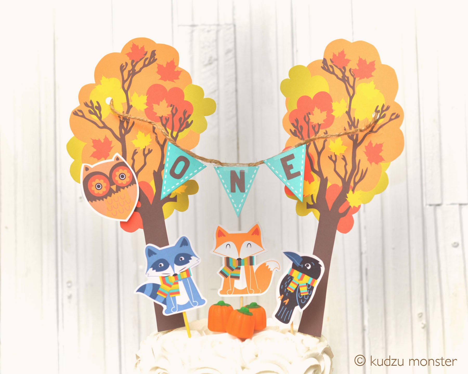 Fall Woodland Party printable decor kit fox deer raccoon bear | Etsy