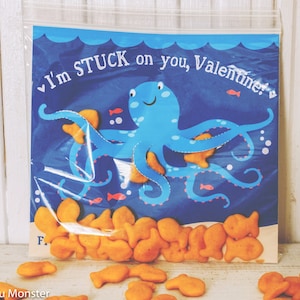 INSTANT DOWNLOAD Printable Octopus Goldfish Valentines Print Valentines ...