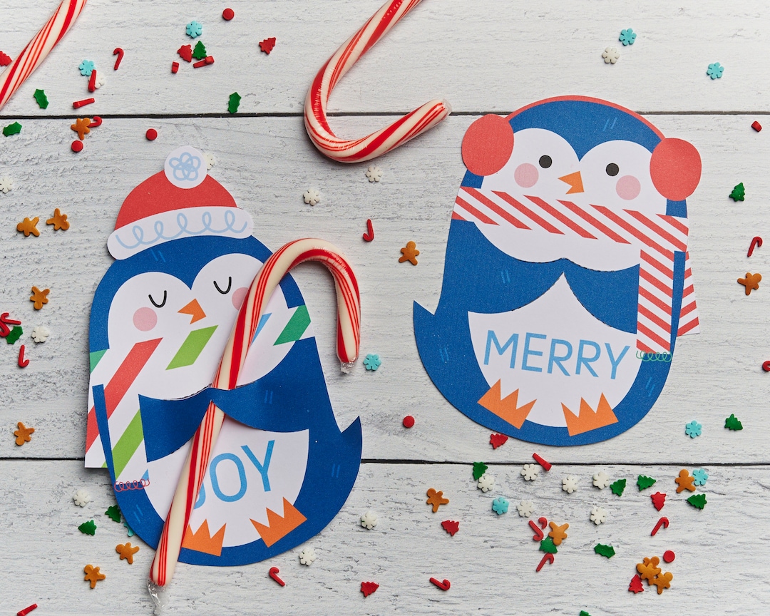 Printable Penguin Candy Cane Hugger Cards | Instant Download Holiday ...
