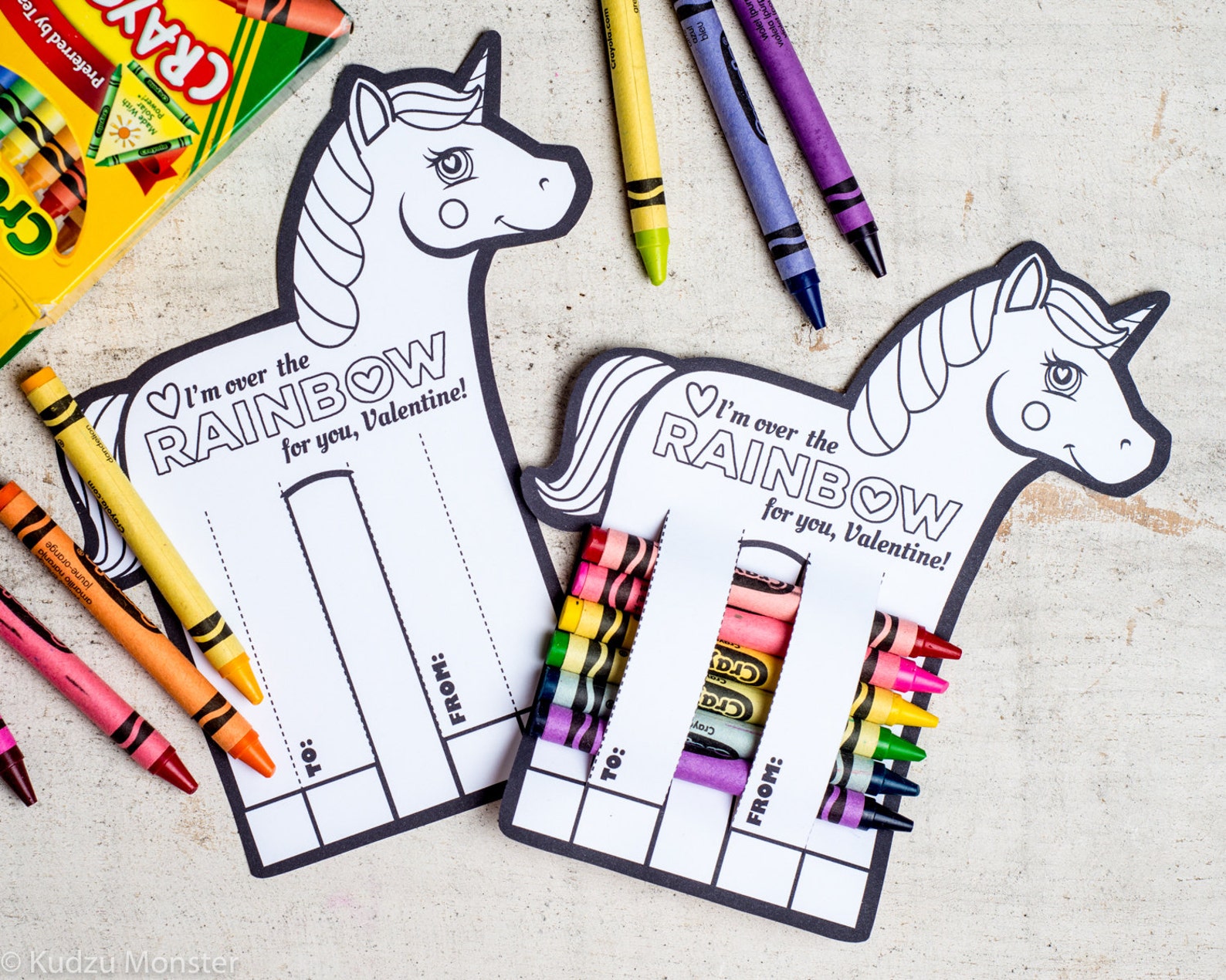Rainbow Unicorn Valentines Printable DIY Instant Download Crayon Holder ...