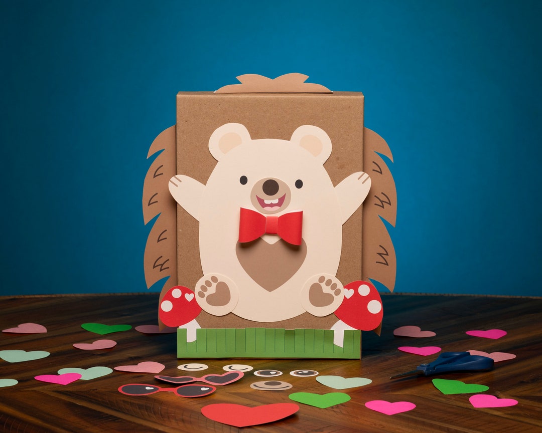 Hedgehog Valentine Box Printable Decor Kit, Cute Woodland Valentine's ...