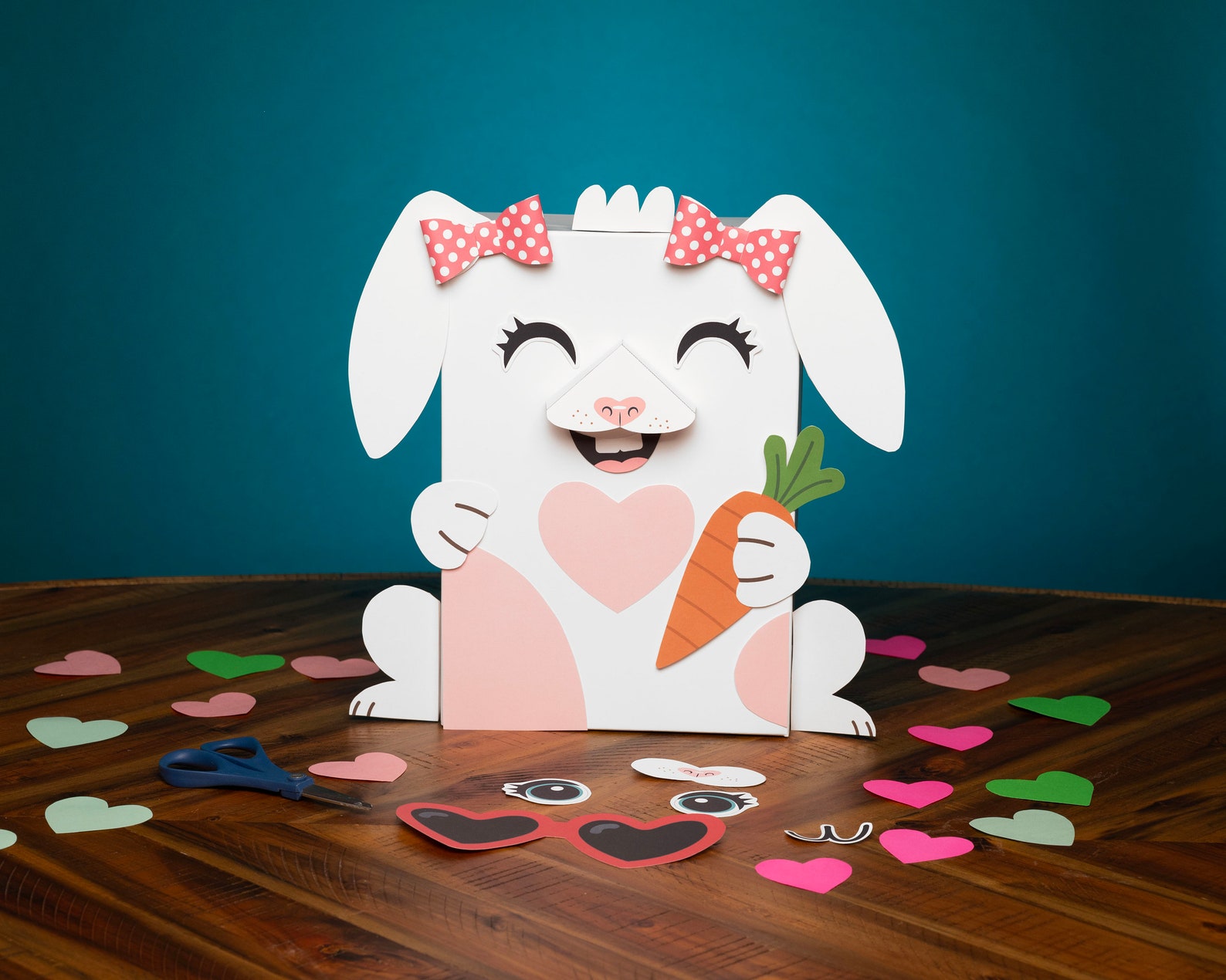 Rabbit Valentine Box Printable Decor Kit, Cute Bunny Valentine's ...