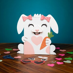 Rabbit Valentine Box Printable Decor Kit, Cute Bunny Valentine's ...
