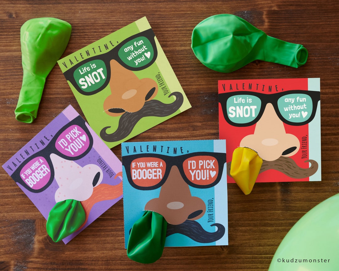 Funny Booger Nose Picking Valentines Classroom Balloon Holder ...