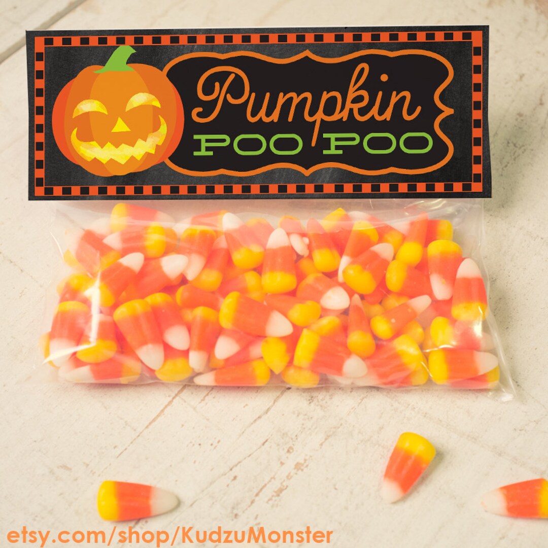 INSTANT DOWNLOAD Halloween Funny Pumpkin Poop Treat Topper Candy Bag ...