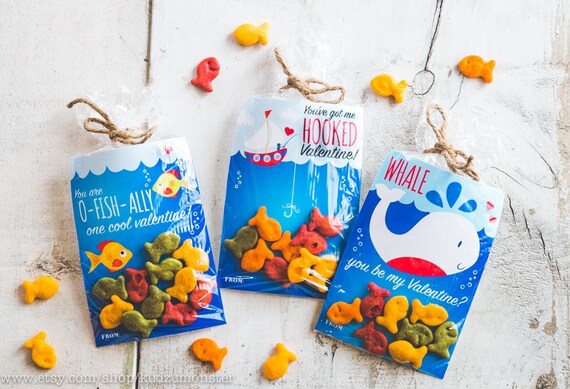 INSTANT DOWNLOAD 3 Printable Classroom Valentines goldfish candy treat ...