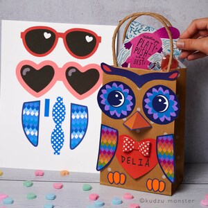 Owl Valentine Bag or Box Printable Decor Kit 3D Beak and Bowtie, Wings ...