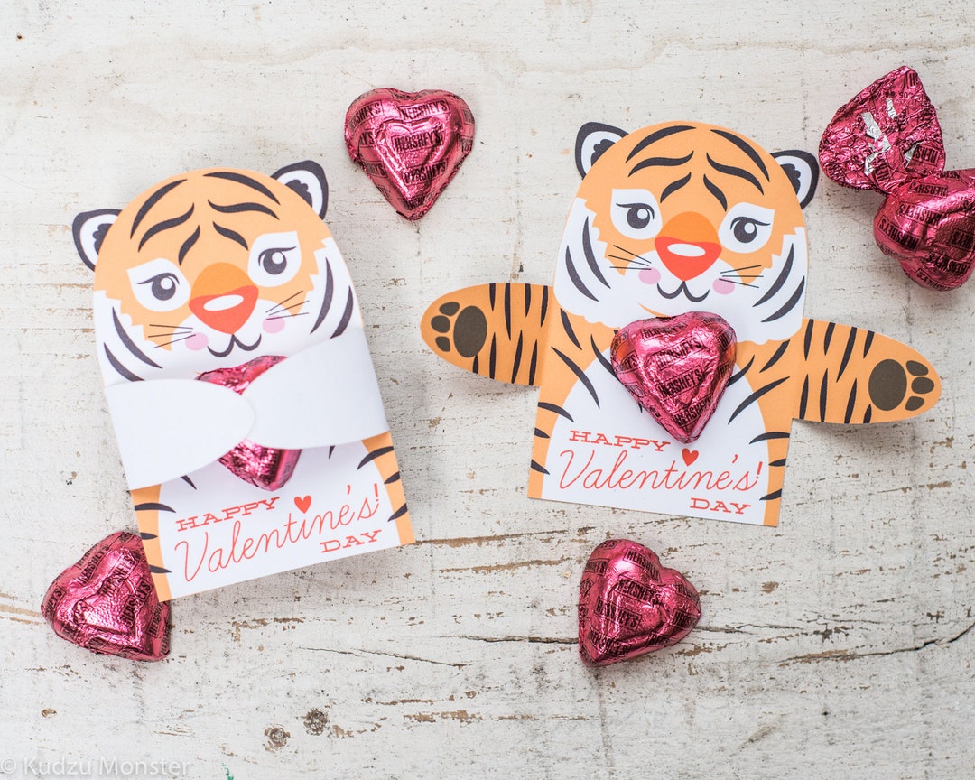 Printable Cute Tiger Candy or Gift Hugger Valentines Animals Hug ...
