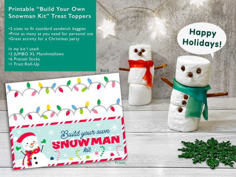 Printable Treat Topper for a Build Your Own Snowman Activity - Etsy