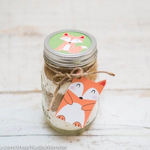 Fox Woodland Mason Jar Party Favor Printable Decor Kit Cute Fox Gift ...