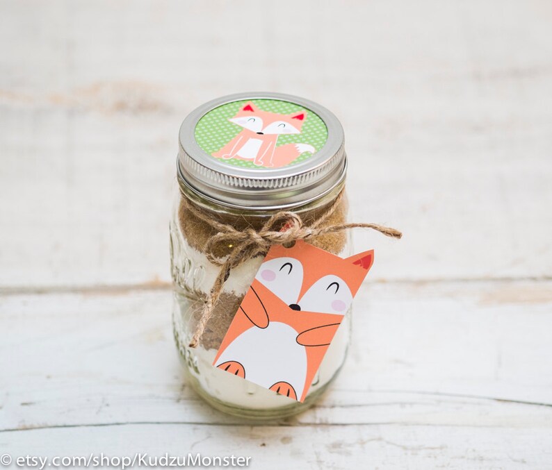 Fox Woodland Mason Jar Party Favor Printable Decor Kit Cute Fox Gift ...
