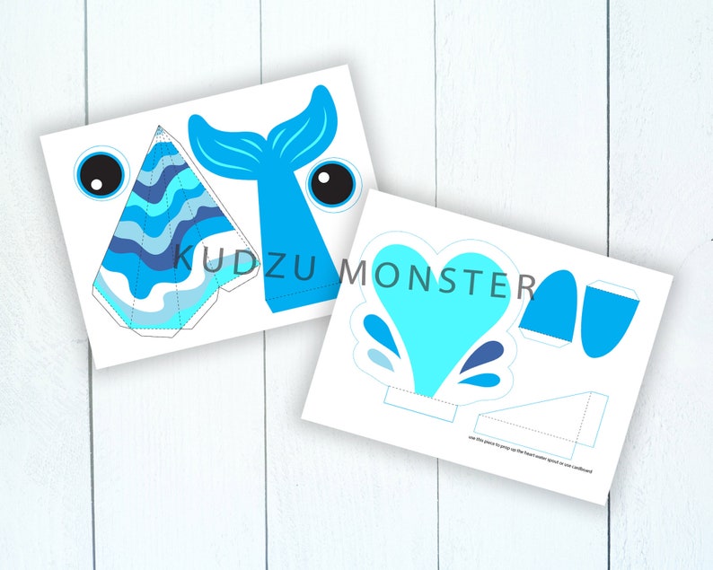 Narwhal Valentine Box Printable Decor Kit 3D Horn, Water Spout, Whale ...