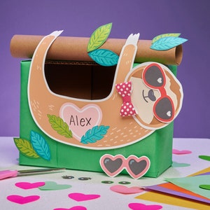 Sloth Printable Box Kit | DIY Valentine Box Decor Kit for Valentine's ...