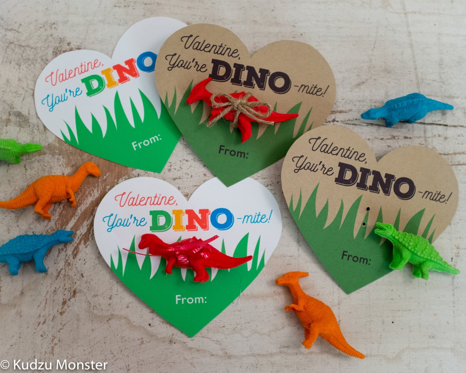 Printable Dinosaur Valentines Hearts for Small Dinosaur Toy or - Etsy