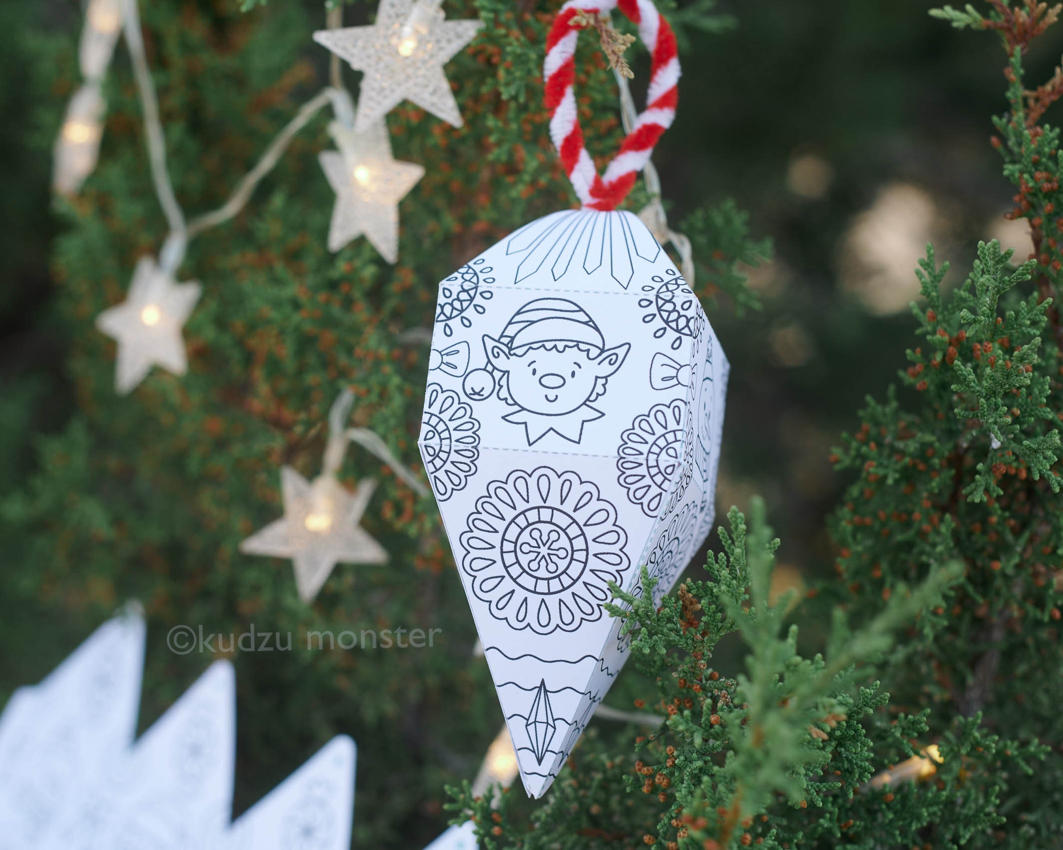 Coloring Christmas Ornament Activity Santa Snowman Reindeer Elf DIY ...