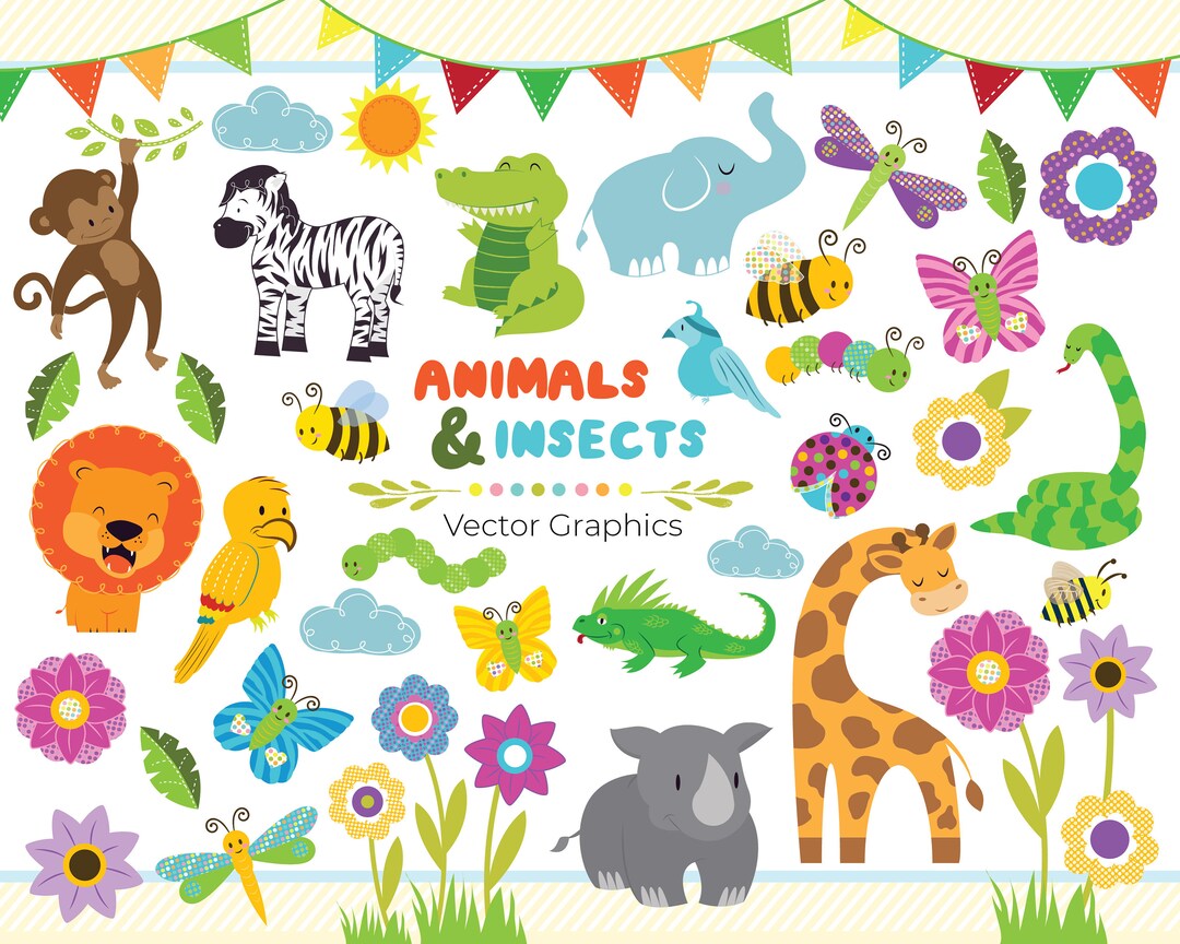 Animals and Insects Graphics Clip Art Set for Small Commercial Use - Etsy