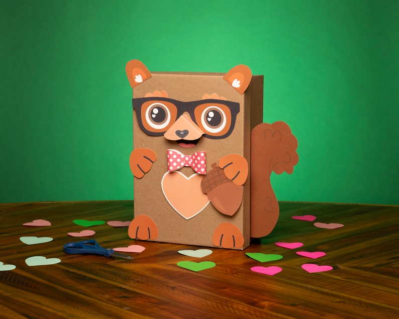 Squirrel Valentine Box Printable Decor Kit, Cute Woodland Valentine's ...