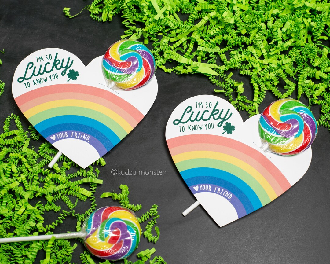 St. Patrick's Day Printable DIY Heart Rainbow Instant Download Sucker ...