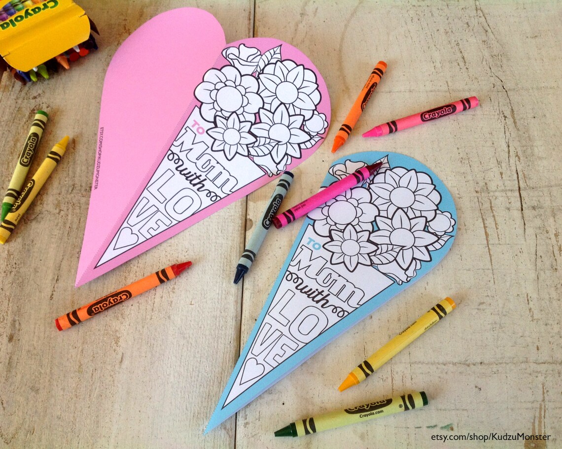INSTANT DOWNLOAD Mother's Day Card Coloring Page Printable Bouquet of ...