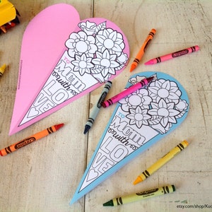 INSTANT DOWNLOAD Mother's Day Card Coloring Page Printable Bouquet of ...