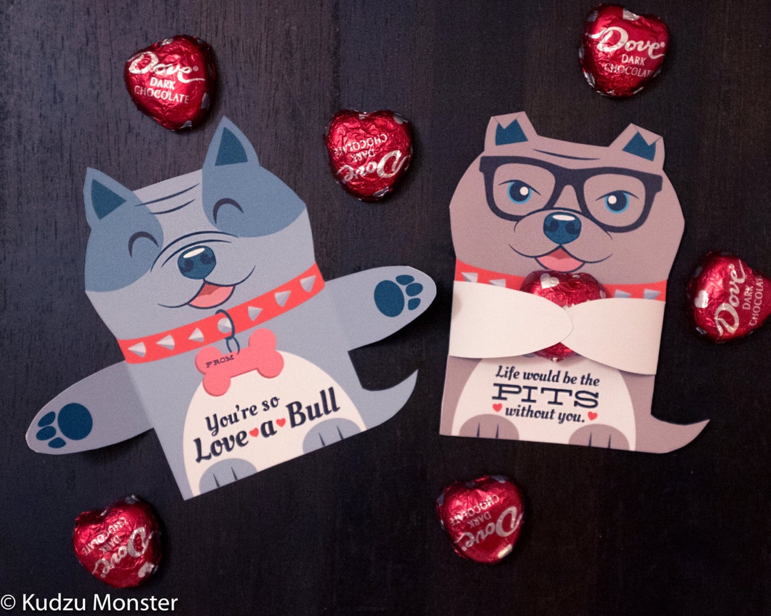 Pitbull Puppy Classroom Candy Holder Valentines Bulldog Pittie Dog ...