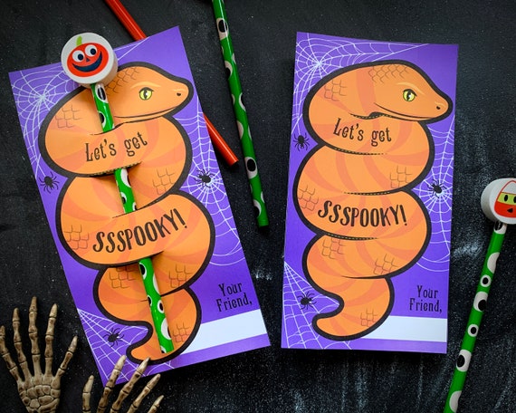 Snake Pencil Hugger Halloween Printable Card - Instant Download ...