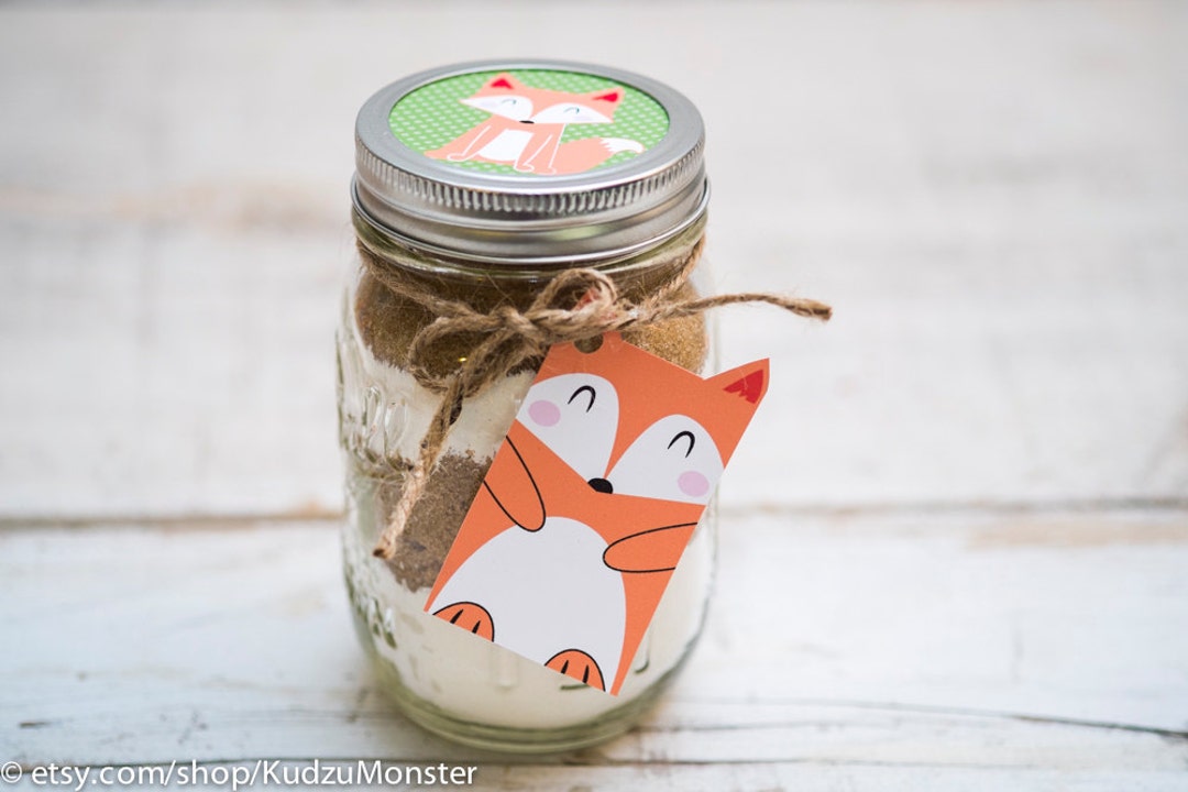 Fox Woodland Mason Jar Party Favor Printable Decor Kit Cute Fox Gift ...