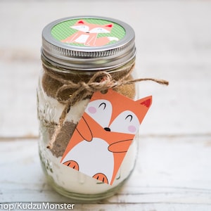 Fox Woodland Mason Jar Party Favor Printable Decor Kit Cute Fox Gift ...