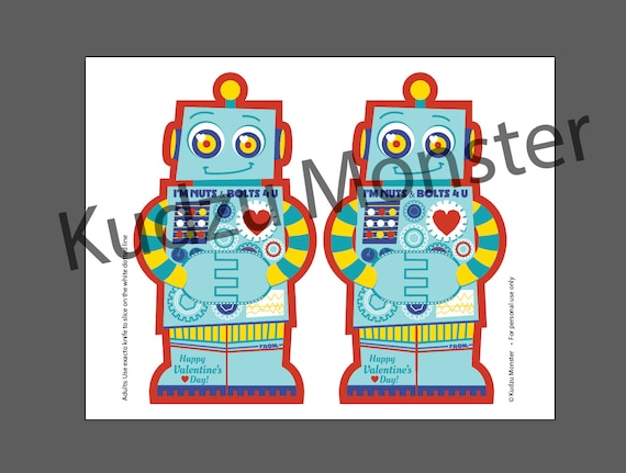 Robot Valentine Printables Printable Robot Valentine's Day Cards For