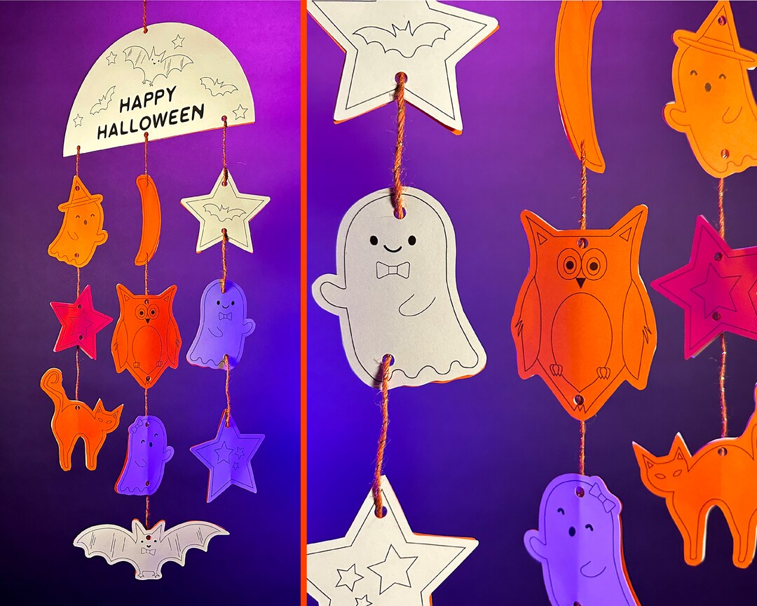 Printable Coloring Halloween Mobile Activity - Cute Spooky Craft - DIY ...