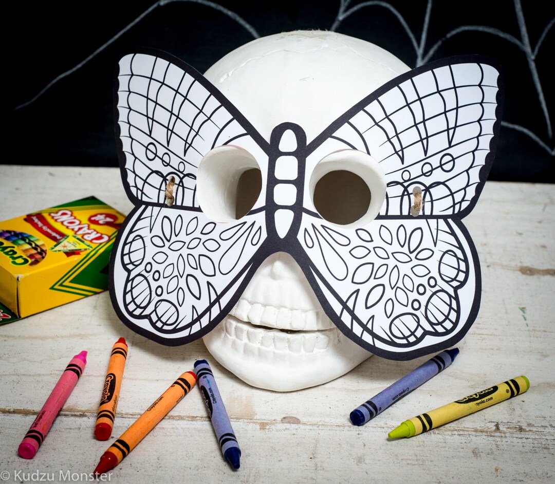 Halloween Printable Butterfly Coloring Mask for Kids Butterfly Color ...