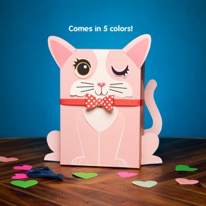 Cat Valentine Box Printable Decor Kit, Cute Kitten Valentine's Mailbox ...