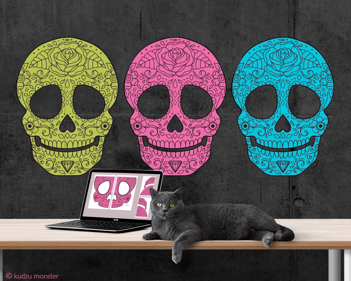 Large Multi-page Printable Sugar Skull Poster Wall Art Day of - Etsy