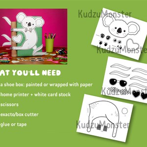 Koala Coloring Valentine Box Printable Decor Kit, Valentine's Mailbox ...