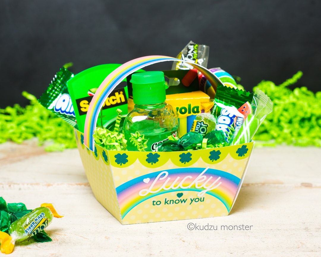 Printable St. Patrick's Day Basket Instant Download Rainbow Foldable ...