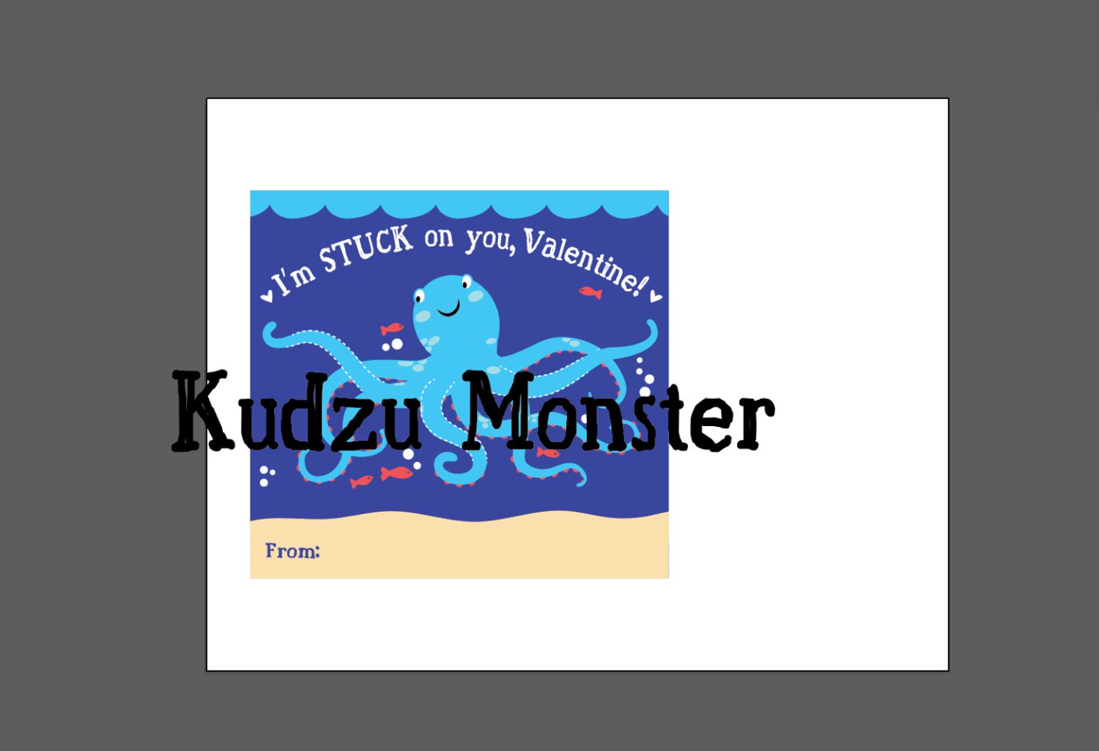 INSTANT DOWNLOAD Printable Octopus Goldfish Valentines Print Valentines ...